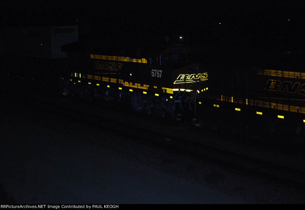 BNSF 6767 follows her Sister BNSF 6776 as the Lead Rear DPU as she lights up Her Very Brand New ...